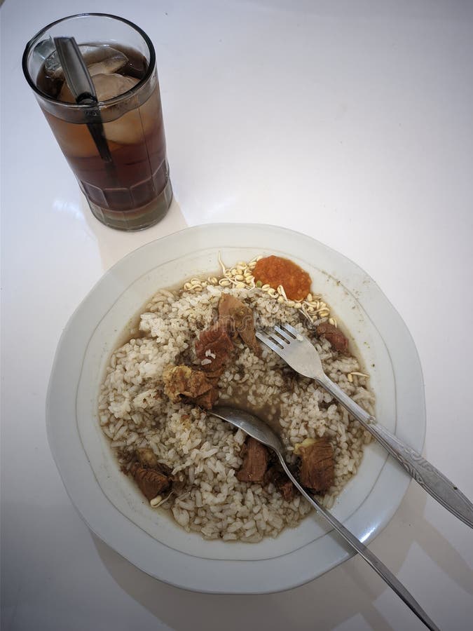 Lunch with Indonesian Traditional East Java Rawon Food Stock Image ...