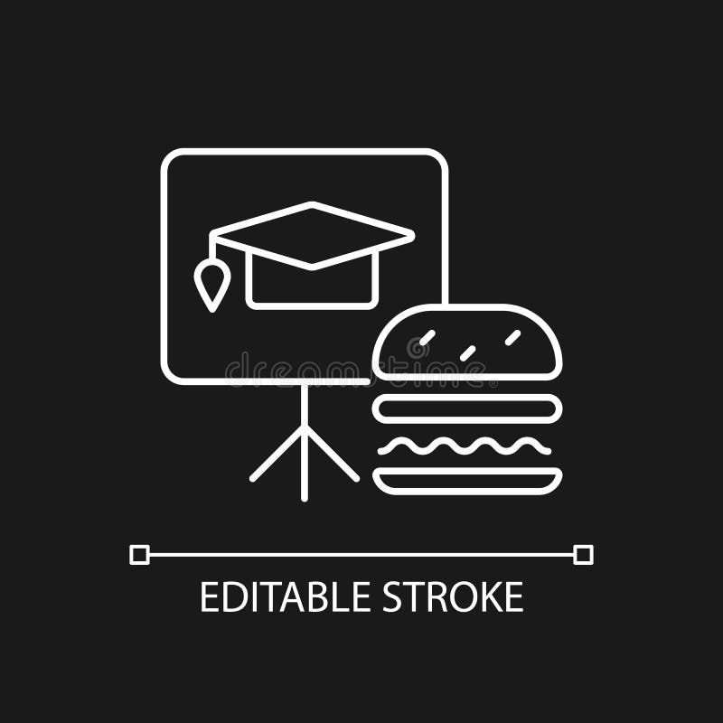 Lunch and Learns White Linear Icon for Dark Theme Stock Vector ...