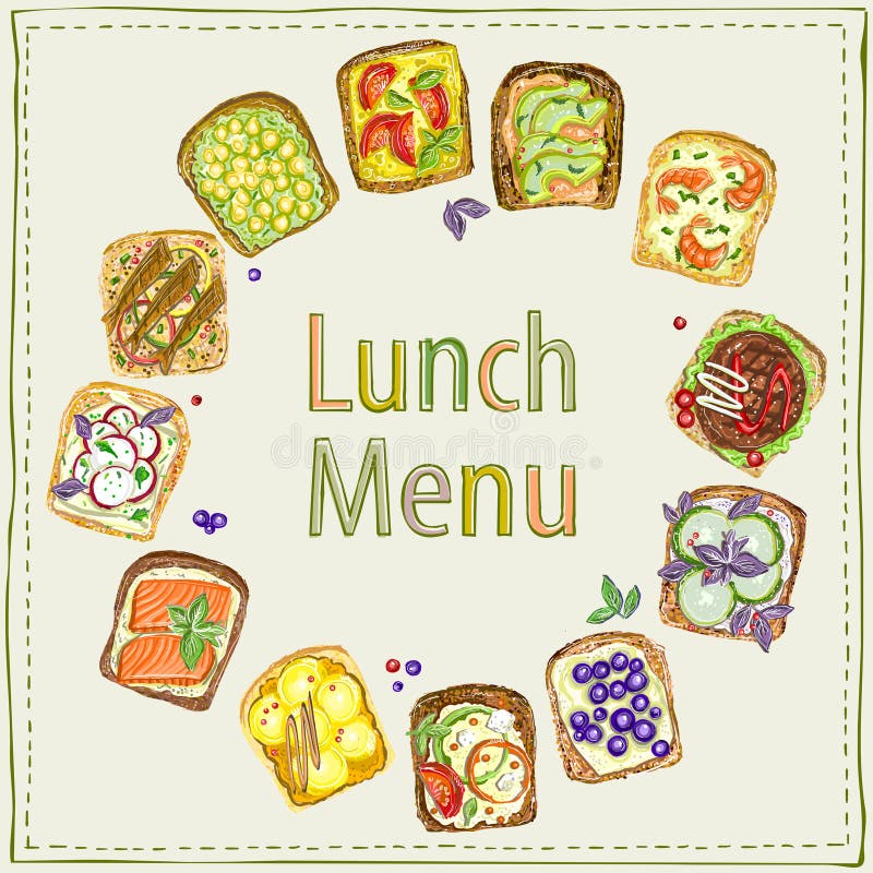 Lunch Menu Chalk Template As a Frame Stock Vector - Illustration of ...