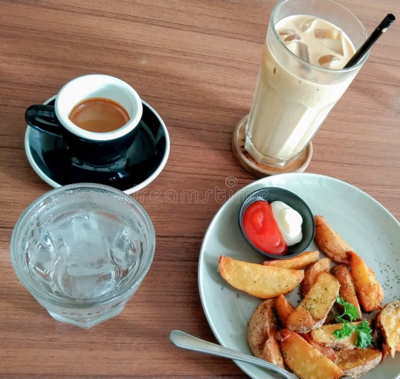 Lunch Menu with Coffee and Fries Stock Image - Image of lunch, coffee ...