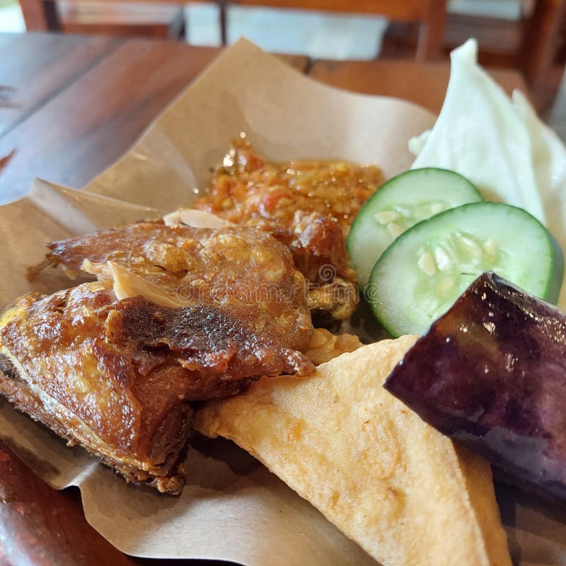 Lunch Menu of Fried Duck, Tofu, Cucumber and Chili Sauce Stock Image ...
