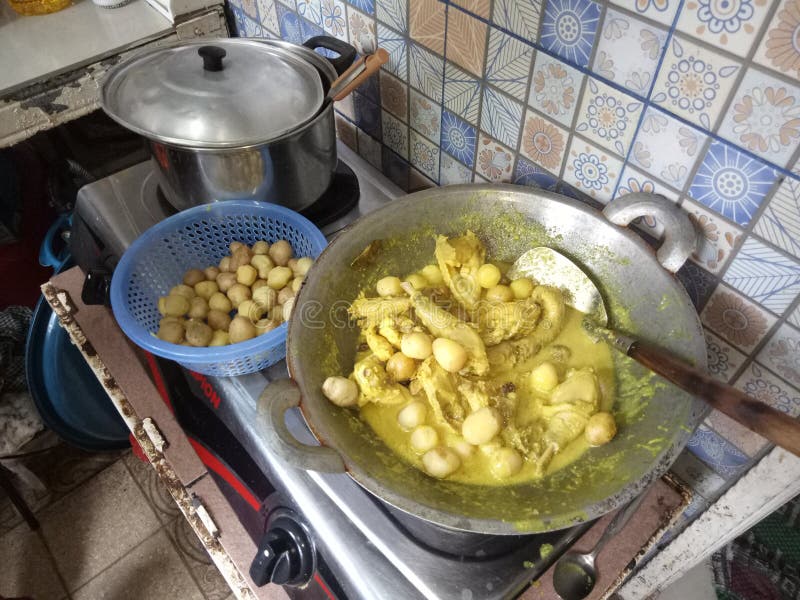 The Lunch Menu of Native Chicken Curry with Mini Potatoes Stock Image ...