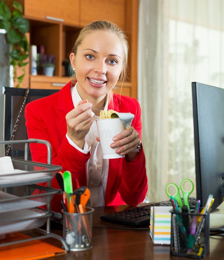 Lunch in office stock photo. Image of furnished, female - 52554268