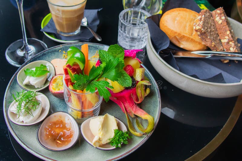 Lunch Plates on the Table in a Cafe in Frankfurt, Germany Stock Photo ...