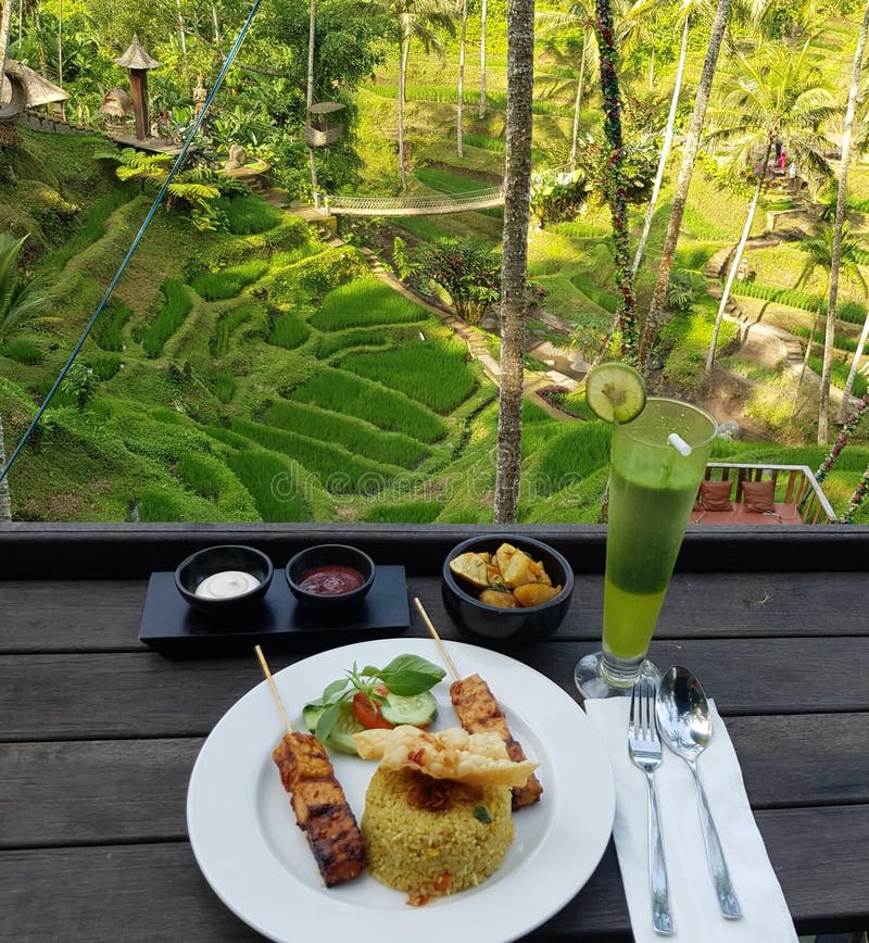 Lunch at Rice Field Tegalalang Ubud Bali Stock Photo - Image of meal ...