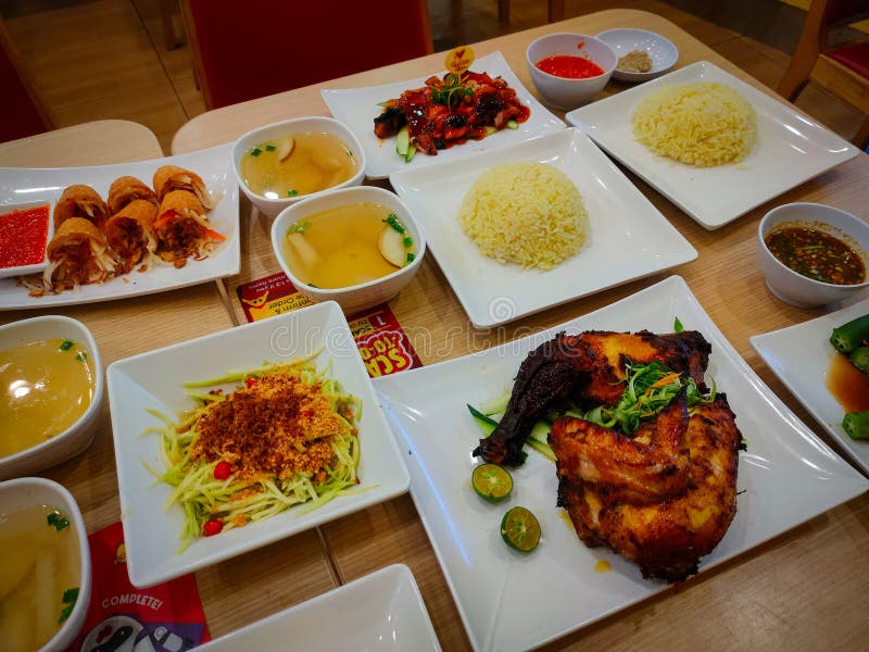 Lunch Set Served on the Table at a Chicken Rice Shop Editorial Photo ...