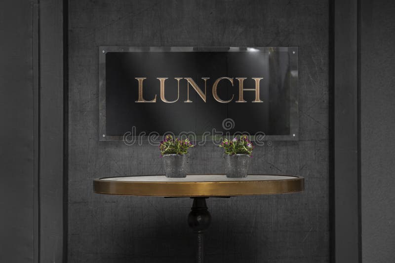 Banquet sign board on wall stock photo. Image of advertisement - 169769406