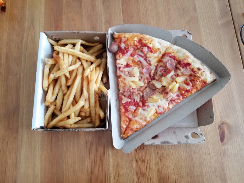 Lunch stock image. Image of lunch, pizza, fries, slice - 140945555