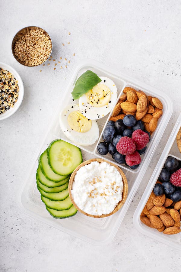 Lunch or Snack Box with High Protein Food Stock Image - Image of brain ...