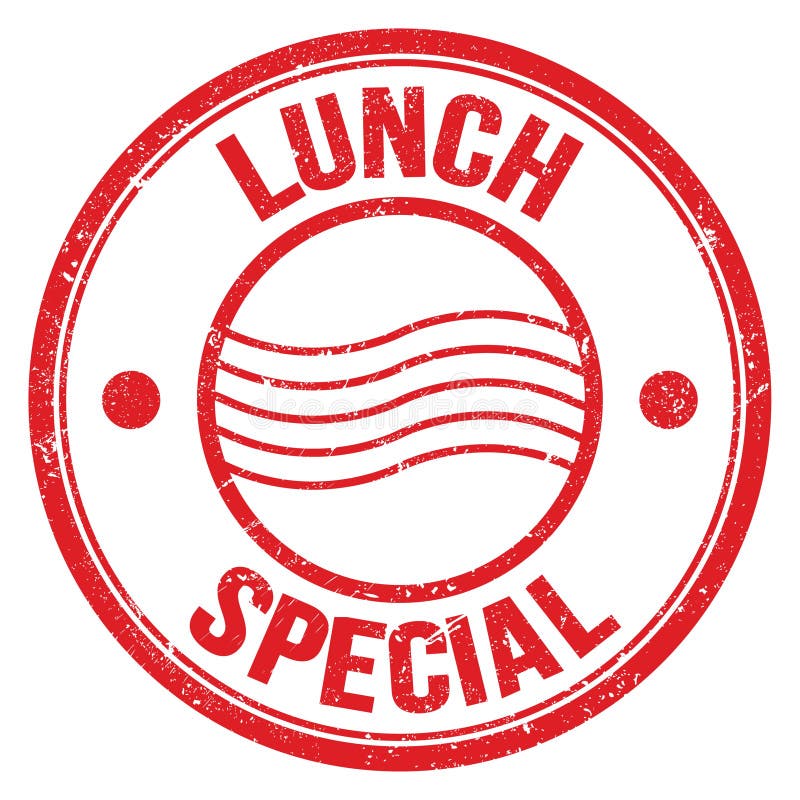 LUNCH SPECIAL Text on Red Round Postal Stamp Sign Stock Illustration ...