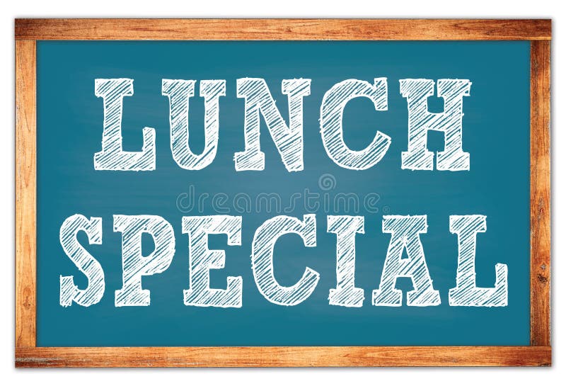LUNCH SPECIAL Words on Blue Wooden Frame School Blackboard Stock ...