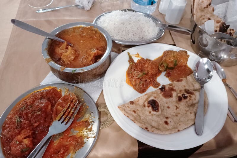 A Lunch Spread at an Indian Restaurant, Displaying Various Menu Items ...