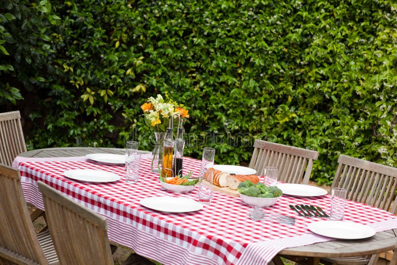 A lunch table stock photo. Image of floral, climate, exterior - 18104292
