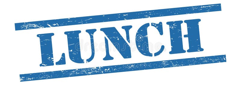 LUNCH Text on Blue Grungy Lines Stamp Stock Illustration - Illustration ...