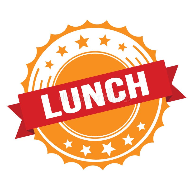LUNCH Text on Red Orange Ribbon Stamp Stock Illustration - Illustration ...