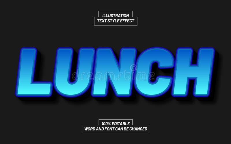 Lunch Blue Text Style Effect Stock Vector - Illustration of creative ...