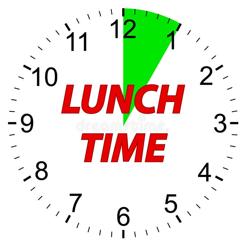 Lunch time clock. stock vector. Illustration of design - 34340977