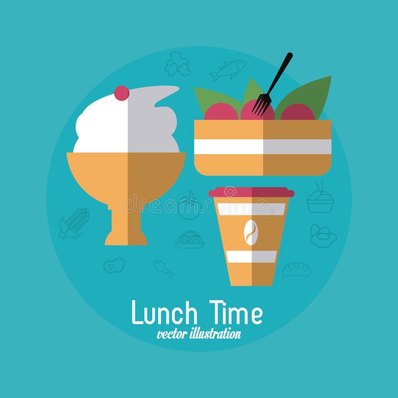 Lunch Time Design. Menu Icon. Flat Illustration , Editable Vector Stock ...