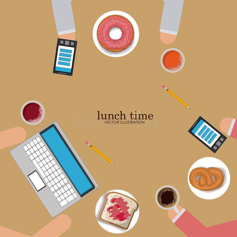 Lunch Time Desing Illustration. Stock Illustration - Illustration of ...