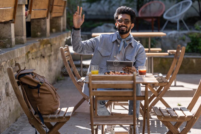 Hindu Young Man Having Lunch in Pizzeria Stock Image - Image of pizza ...