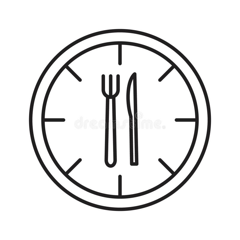 Lunch Time Icon Line Art Vector Stock Vector - Illustration of concept ...