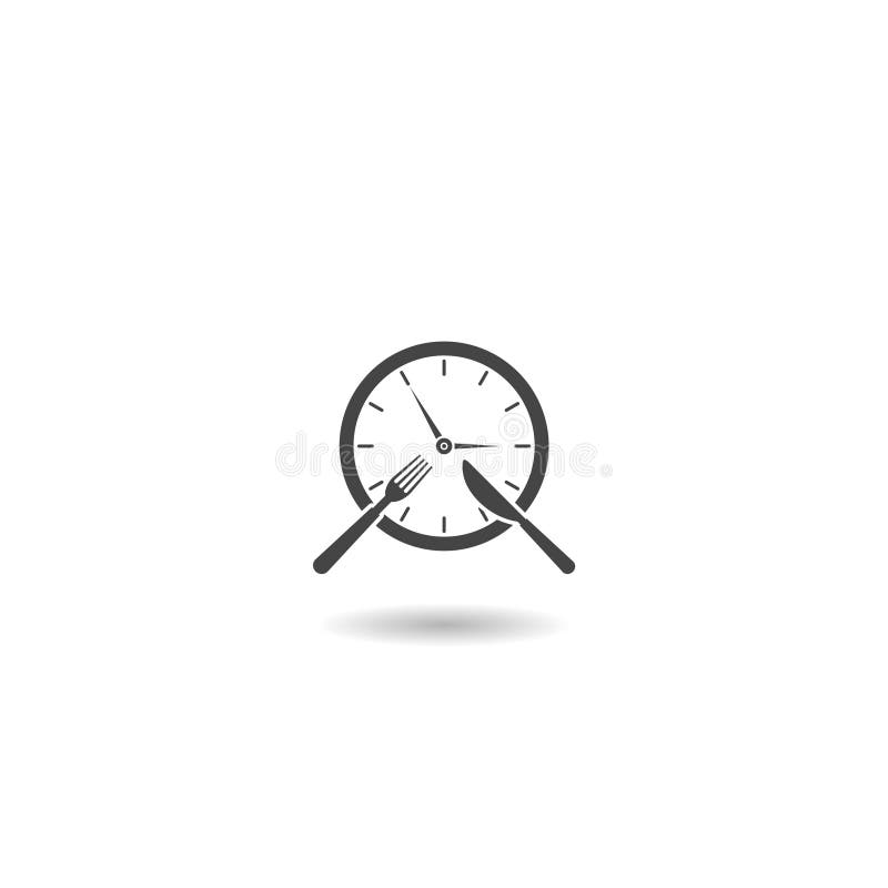 Lunch Time Logo Icon with Shadow Stock Vector - Illustration of icon ...