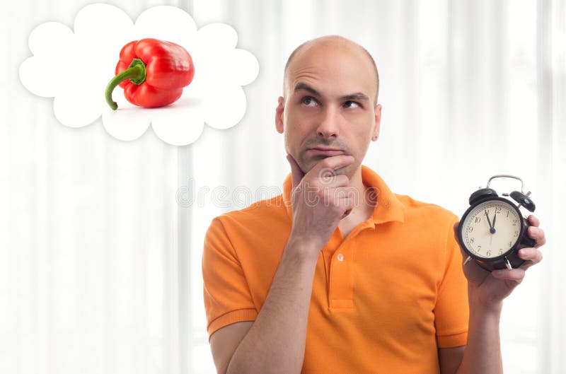 Lunch Time. Man Dreams about Food Stock Photo - Image of dreams ...