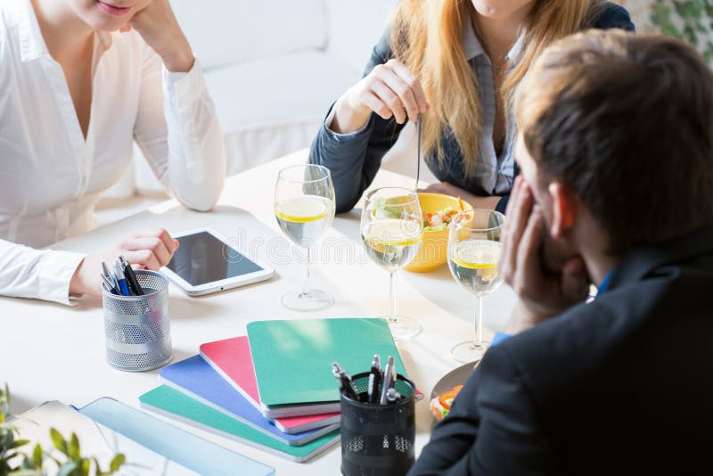 Lunch time in the office stock photo. Image of hair, business - 58171554