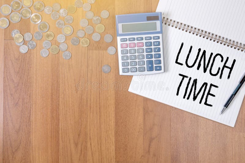 LUNCH TIME Time for Lunch Words ,BUSINESSMAN WORKING and LUNCH T Stock ...