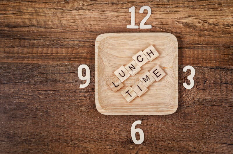 Lunch Time Wooden Alphabet with Number of Clock. Stock Image - Image of ...