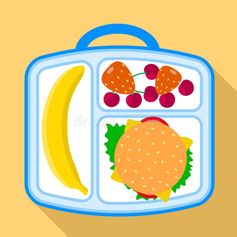 Lunch Tray Bag Icon, Flat Style Stock Vector - Illustration of ...