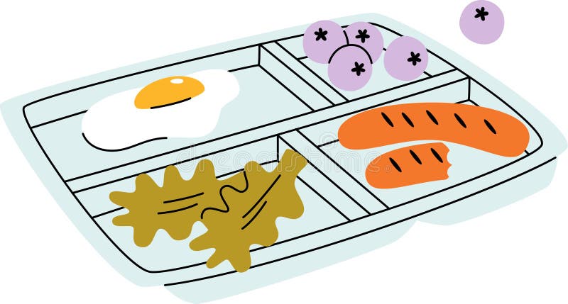 Lunch Tray with Food stock vector. Illustration of dinner - 328749777