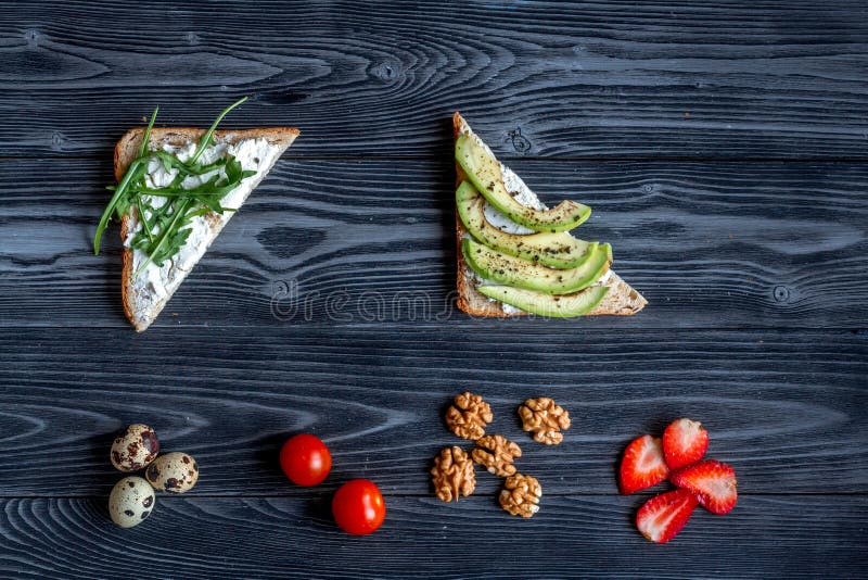 Lunch with Triangle Sandwiches on White Table Background Top View Stock ...