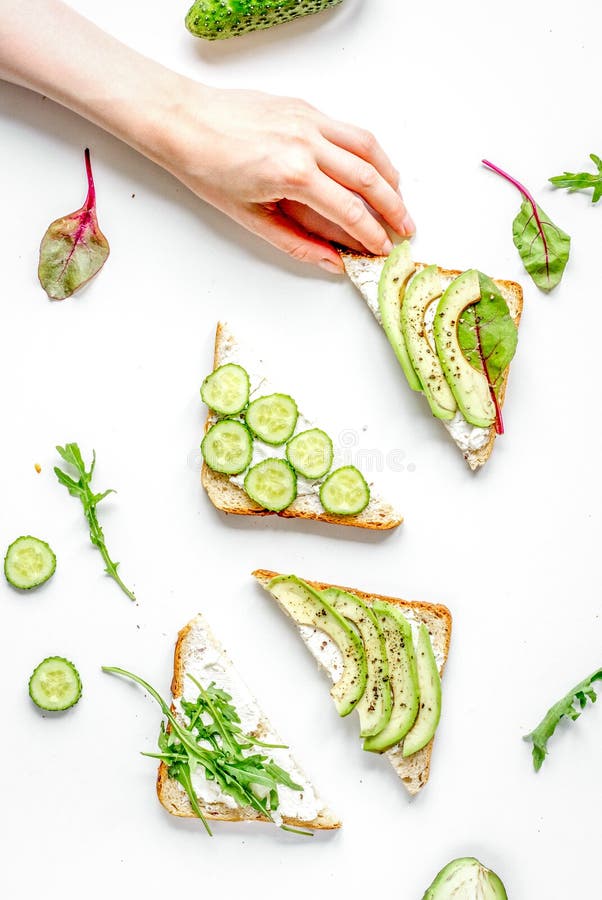 Lunch with Triangle Sandwiches on Dark Table Background Top View Mockup ...