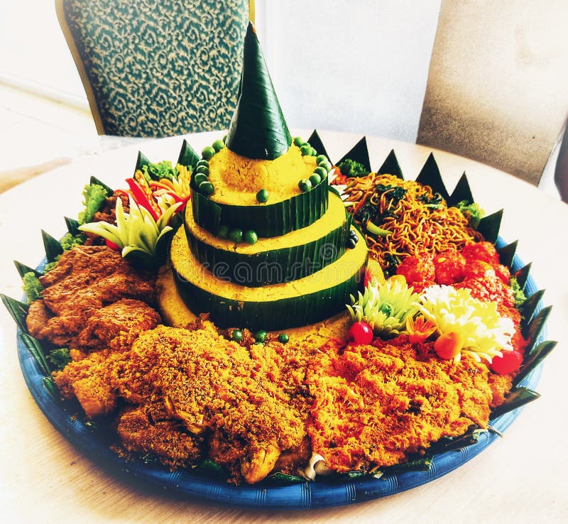 Lunch with Tumpeng Rice on the Boss& X27;s Birthday Stock Photo - Image ...