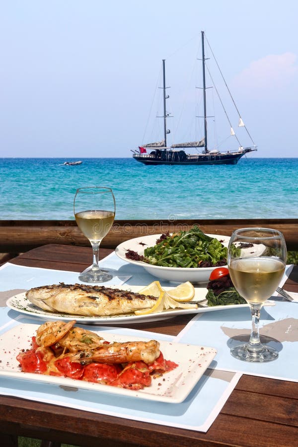 Lunch on a Table for Two at Restaurant Stock Photo - Image of sandy ...