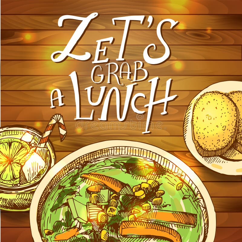 Lunch- vector illustration stock vector. Illustration of rusty - 48930425