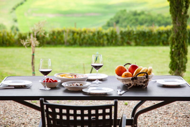 Lunch with a View - Table Against Beautiful Landscape in Tuscany Stock ...