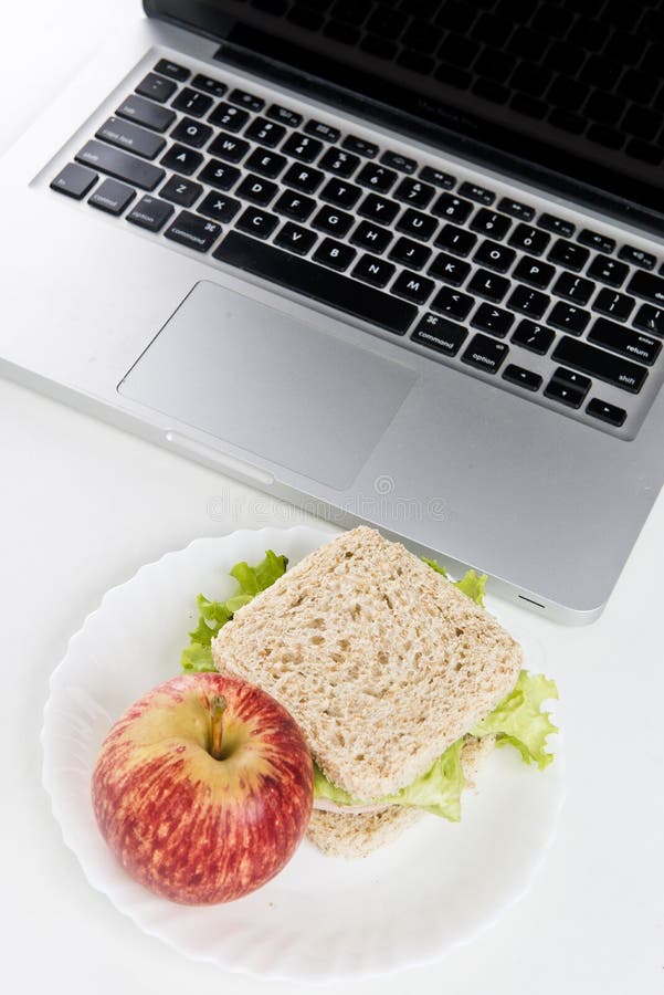 Healthy work lunch stock image. Image of laptop, food - 8361101