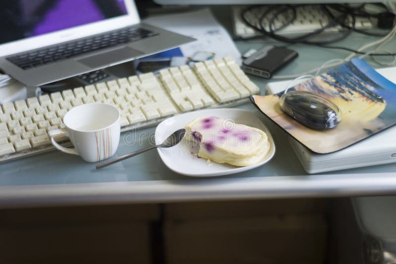 Lunch while Working on Computer Stock Photo - Image of laptop, modern ...