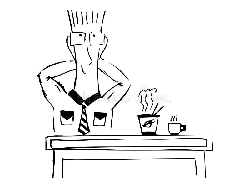 Lunch in the Workplace. Drawing. Sketch Style. Vector Illustration ...