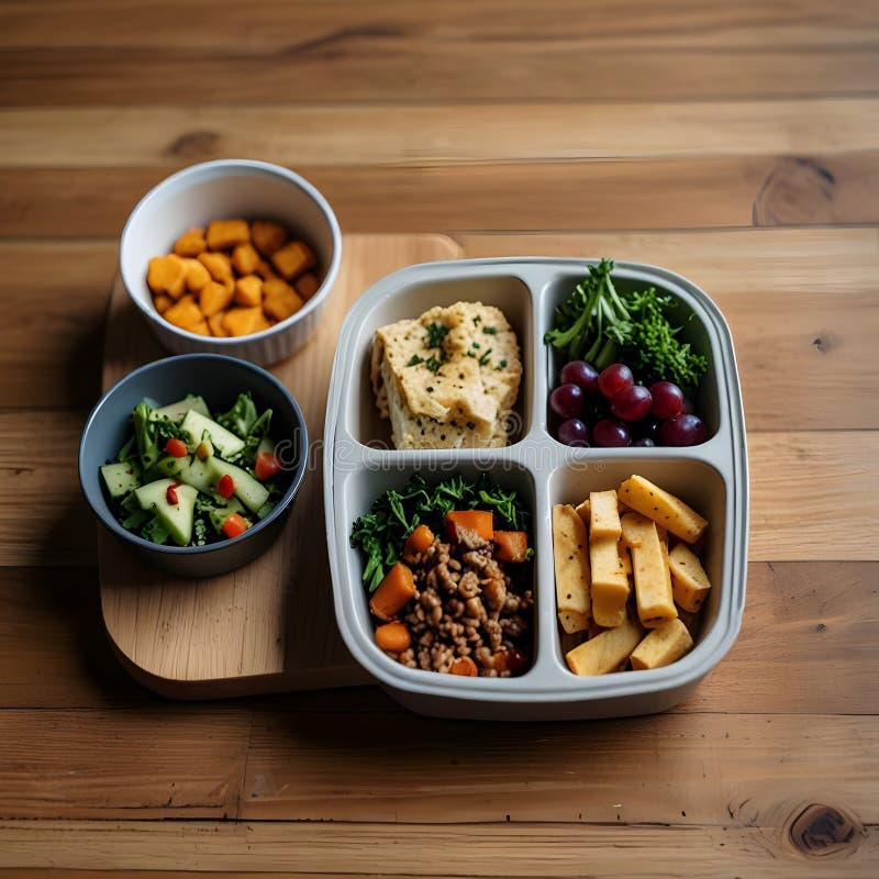 Lunchbox with Reusable Containers and Plant-Based Meal on Wooden ...