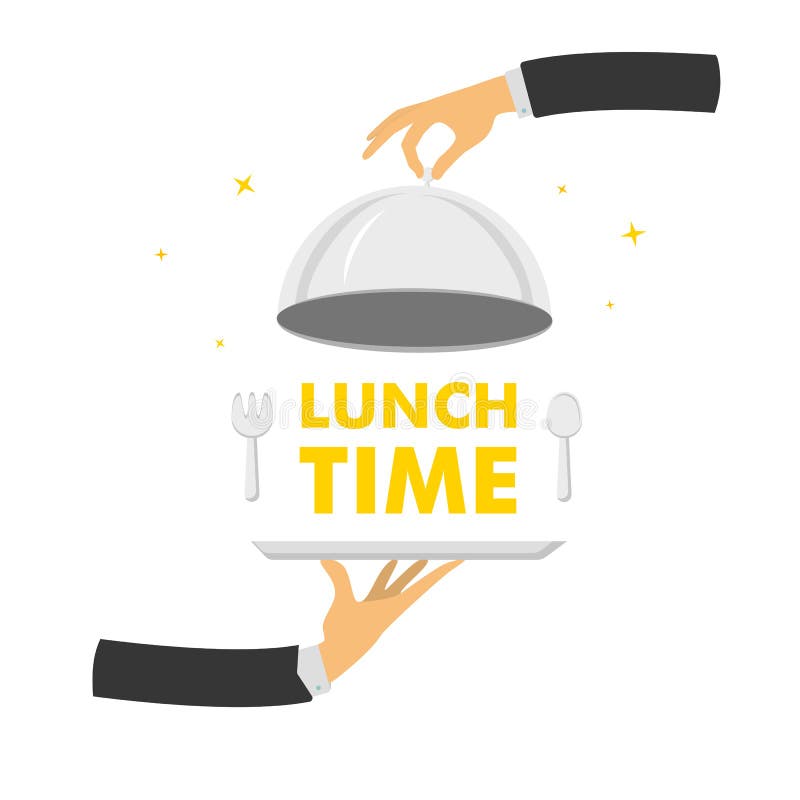 Tijd Voor Lunch, Het Vlakke Pictogram Van De Lunchtijd, 6 Inbegrepen ...