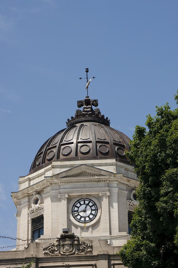 Lunchtime on Courthouse Clock Stock Image - Image of city, windows ...