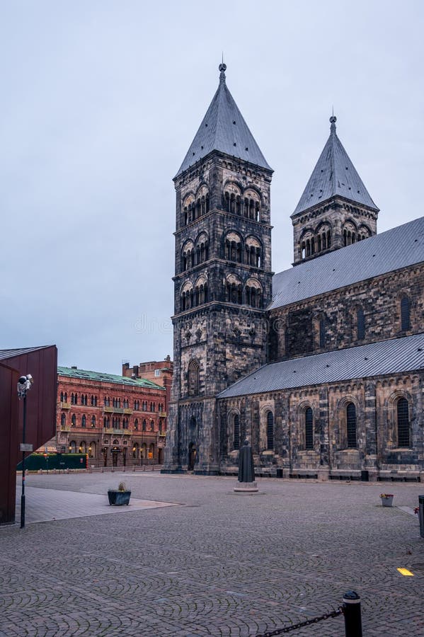 Lund Cathedral on Early Winter Morning in Lund Sweden Stock Image ...