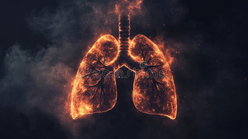 Lung Burning: a Striking Visual of Respiratory Distress Stock ...