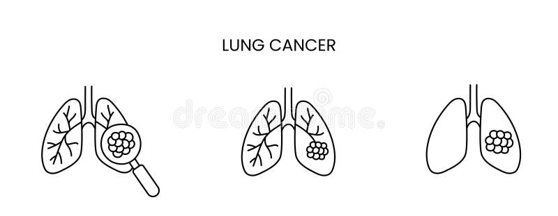 Lung Cancer Line Icon Vector Cancer Malignant Disease Stock Vector ...