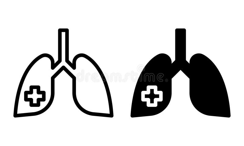 Lung Disease Icon with Outline and Glyph Style. Stock Vector ...