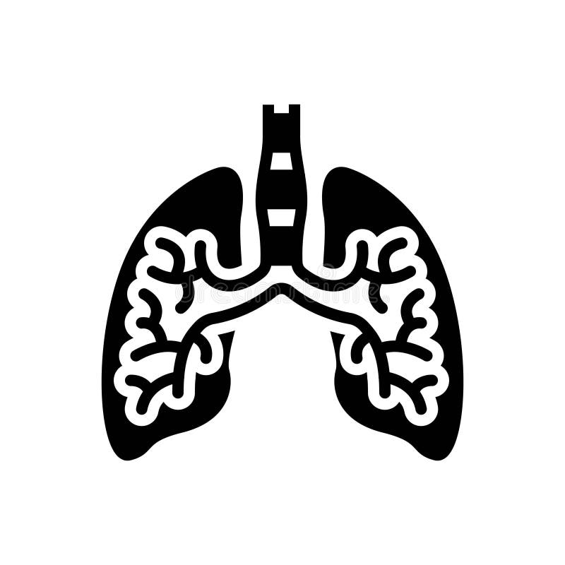 Black Solid Icon for Lung, Lung Cancdisease and Health Stock ...