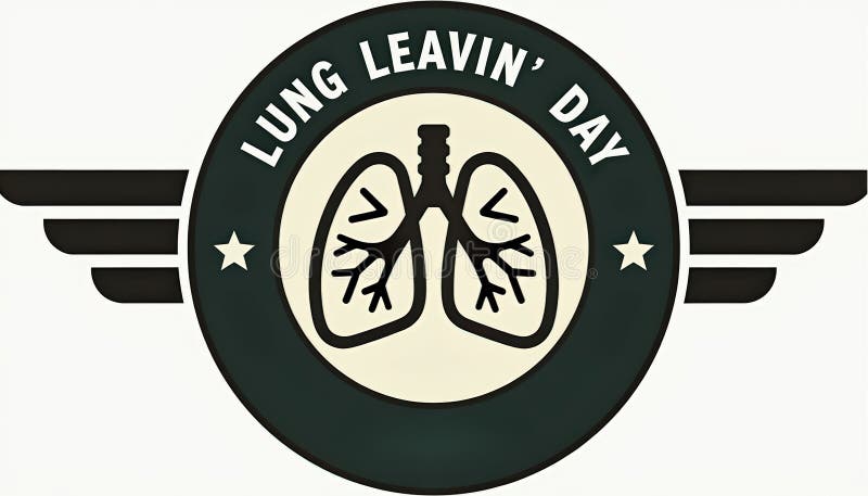 Lung Leavin’ Day Emblem with Stylized Lungs Model and Wings Stock Photo ...